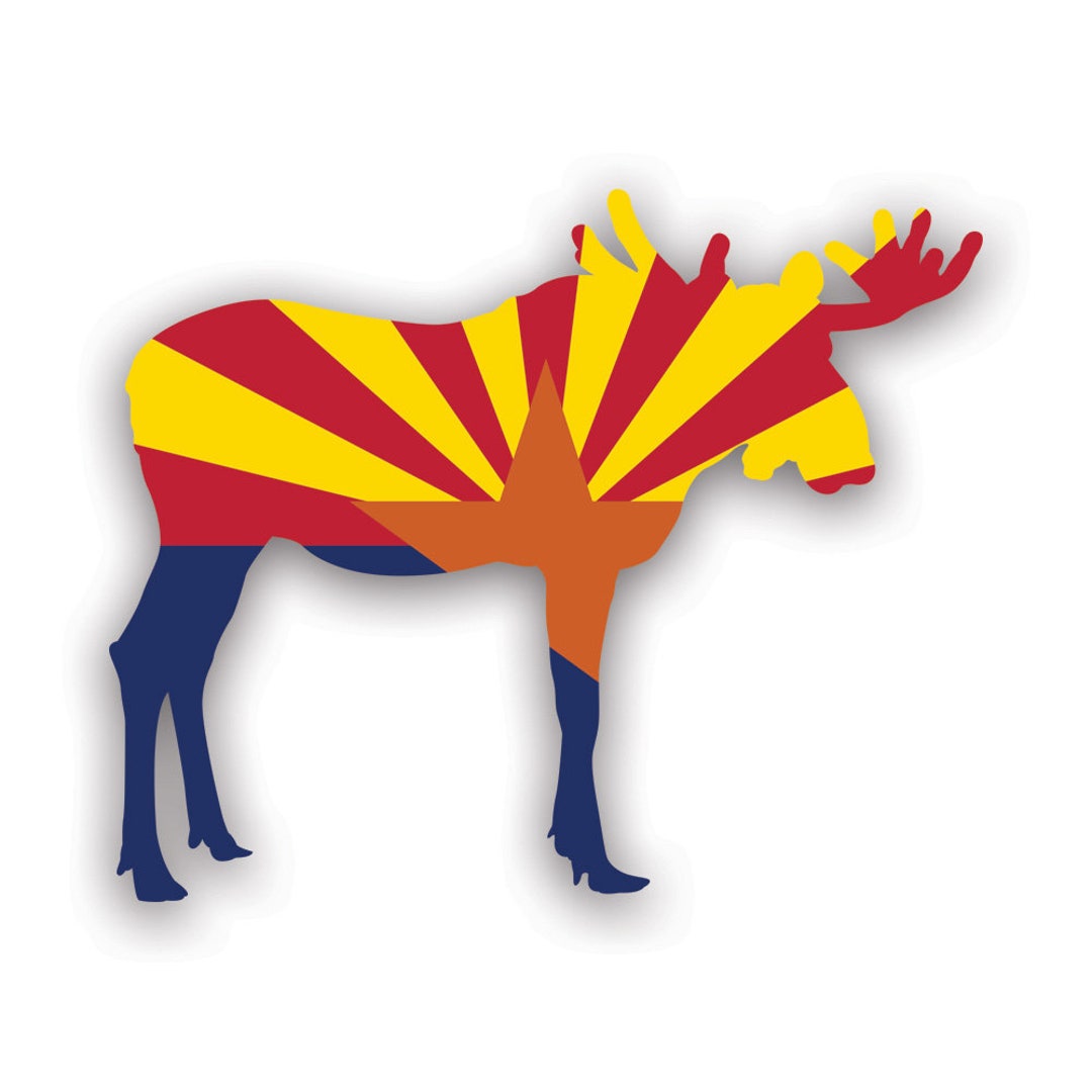 Arizona Moose Shaped Flag Sticker Decal American Made UV Protected Az ...