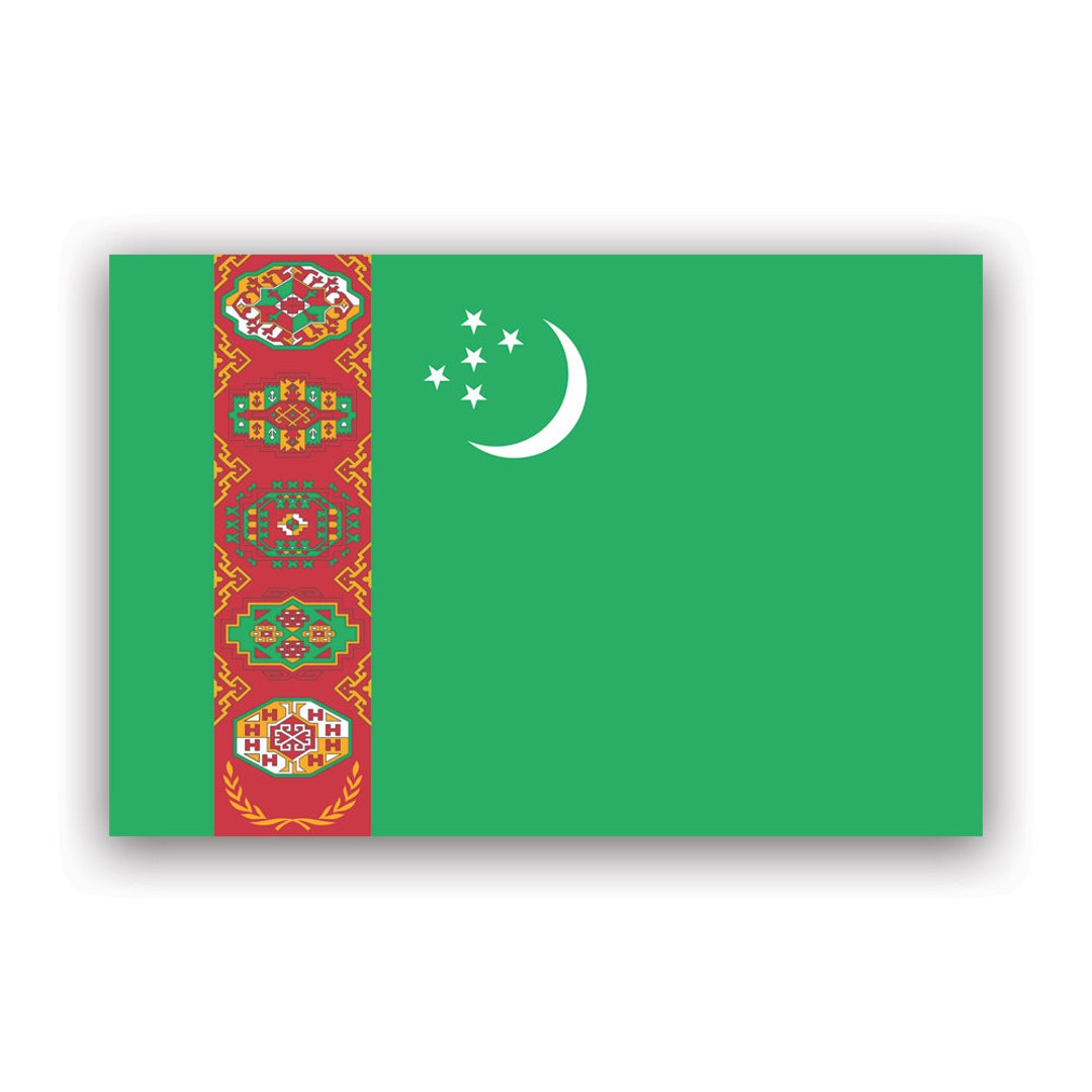 Turkmen Flag Sticker - Decal - American Made - UV Protected ...