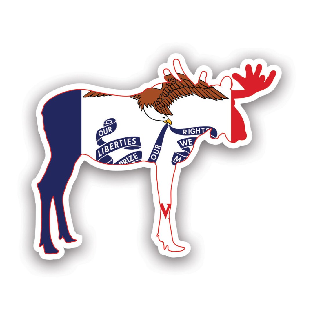 Iowa Moose Shaped Flag Sticker - Decal - American Made - UV Protected ...
