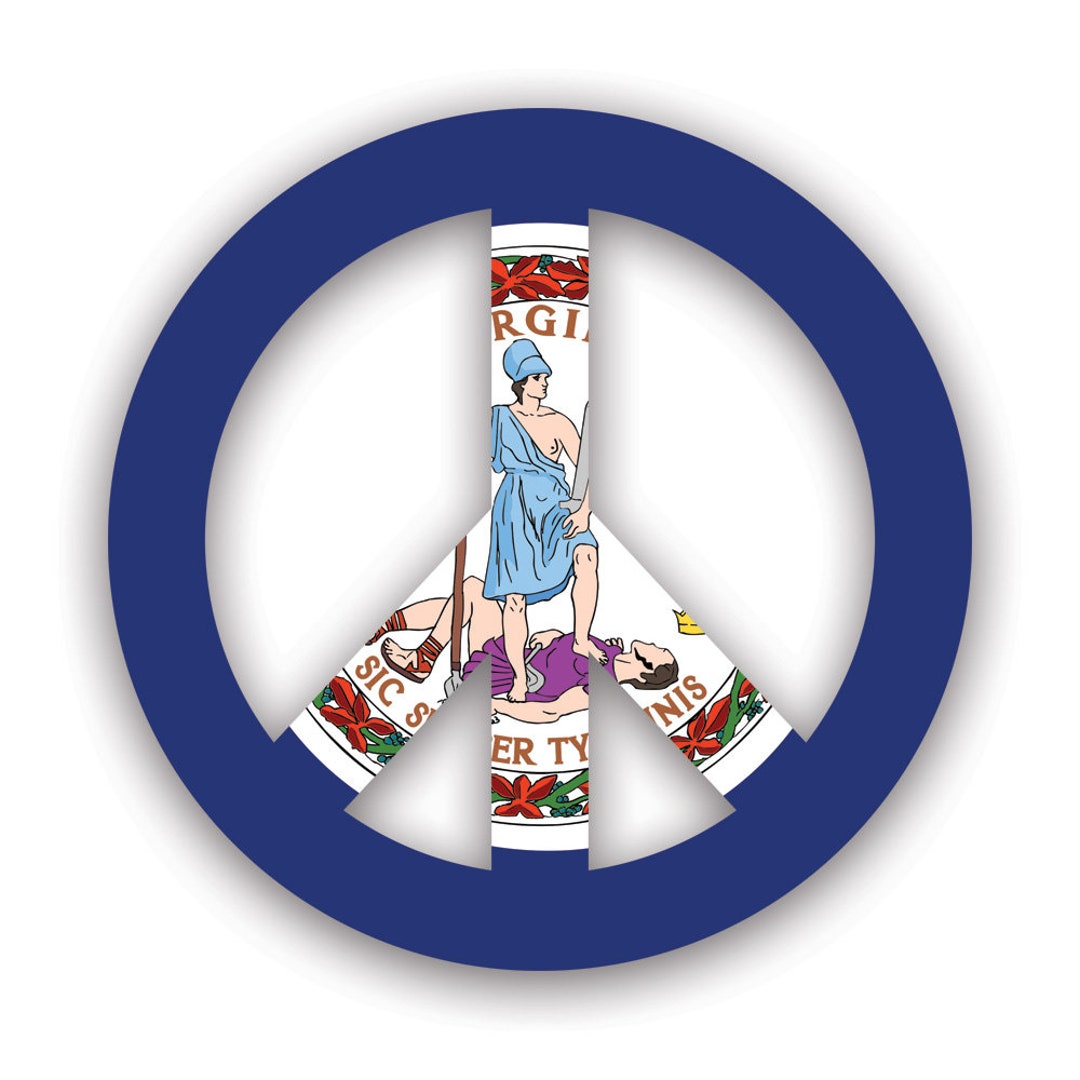 Virginia Flag Peace Symbol Sticker - Decal - American Made - UV ...