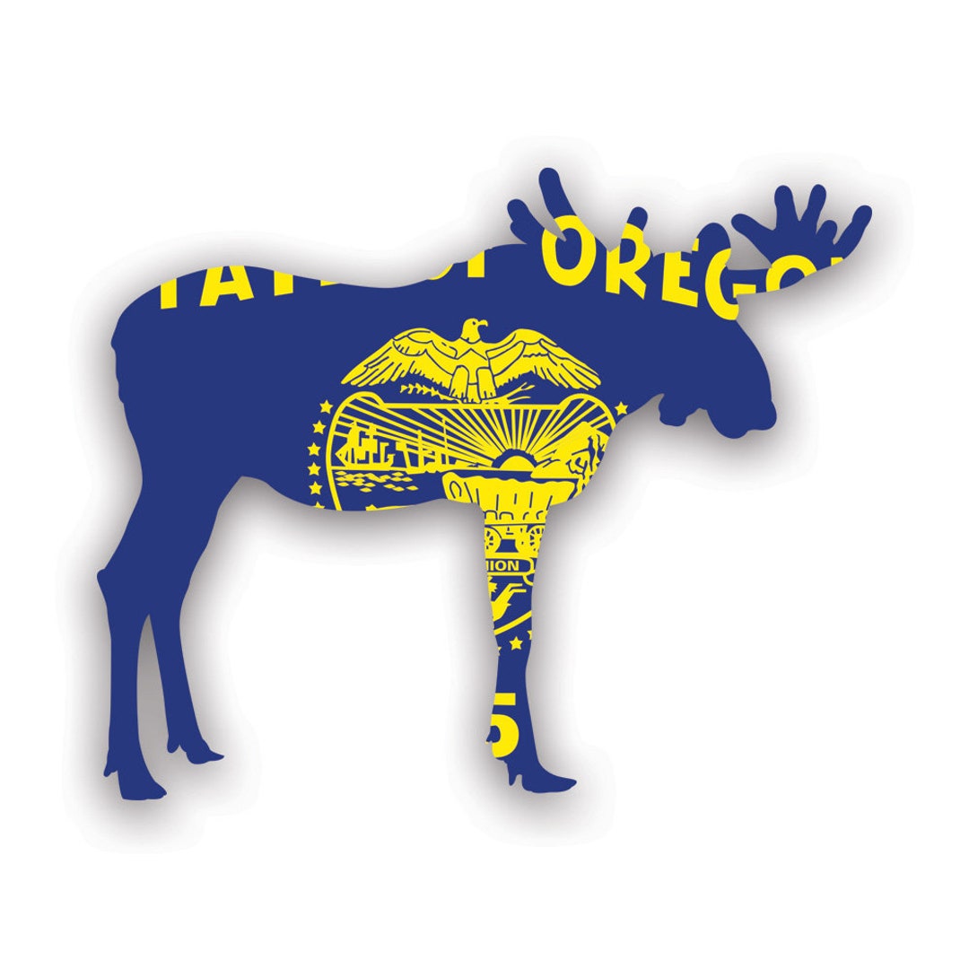 Oregon Moose Shaped Flag Sticker - Decal - American Made - UV Protected ...