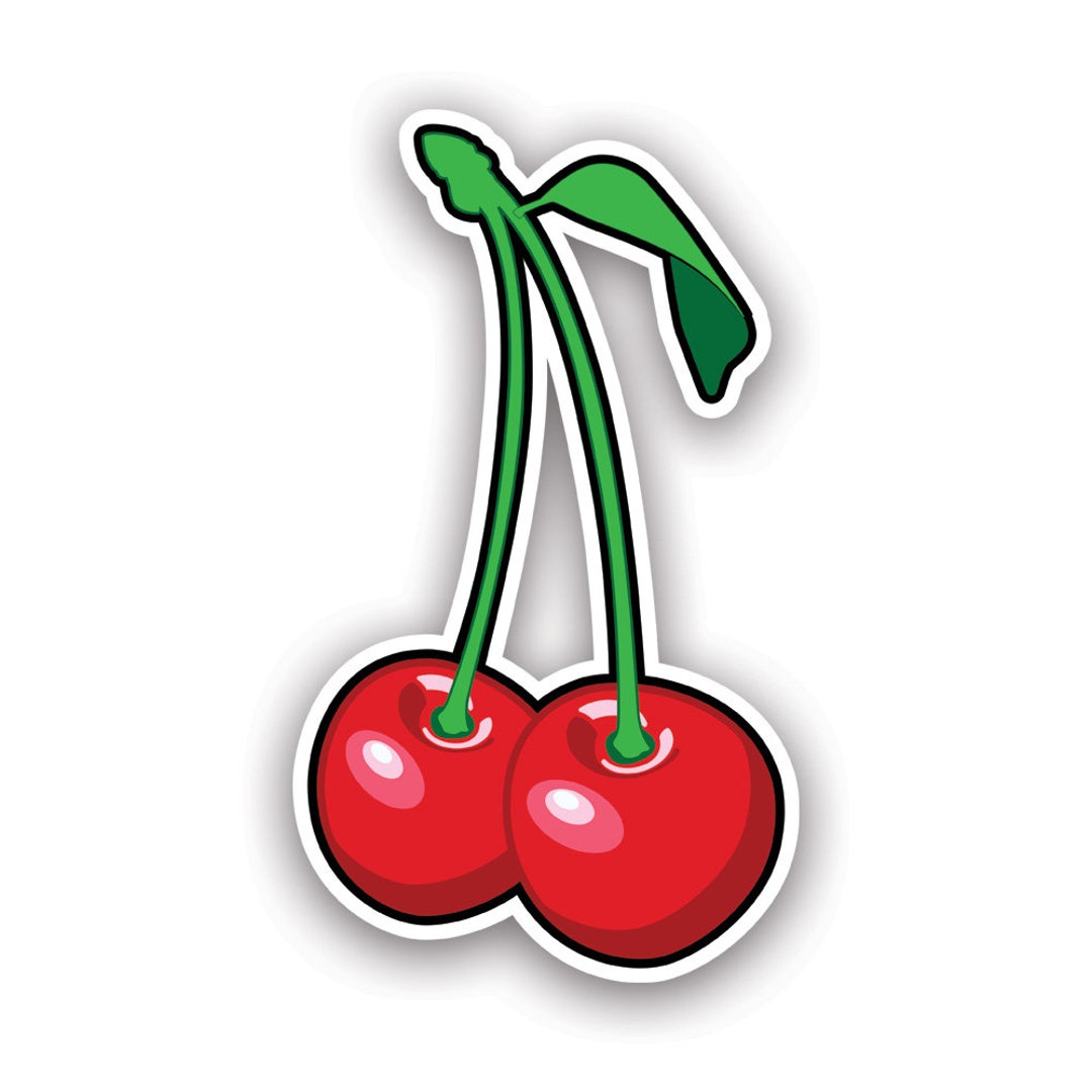 Cherries With Leaf Sticker - Decal - American Made - UV Protected ...