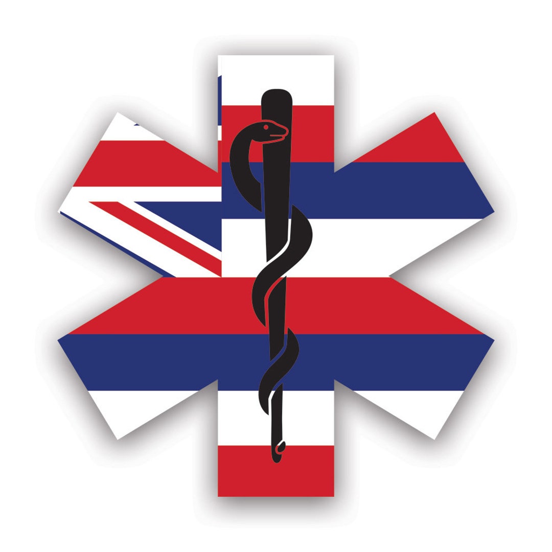 Hawaii Star of Life Flag Sticker - Decal - American Made - UV Protected ...