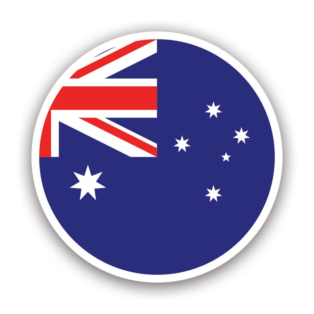 Round Australian Flag Sticker - Decal - American Made - UV Protected ...