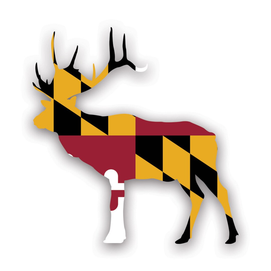 Maryland Deer Shaped Flag Sticker - Decal - American Made - UV ...