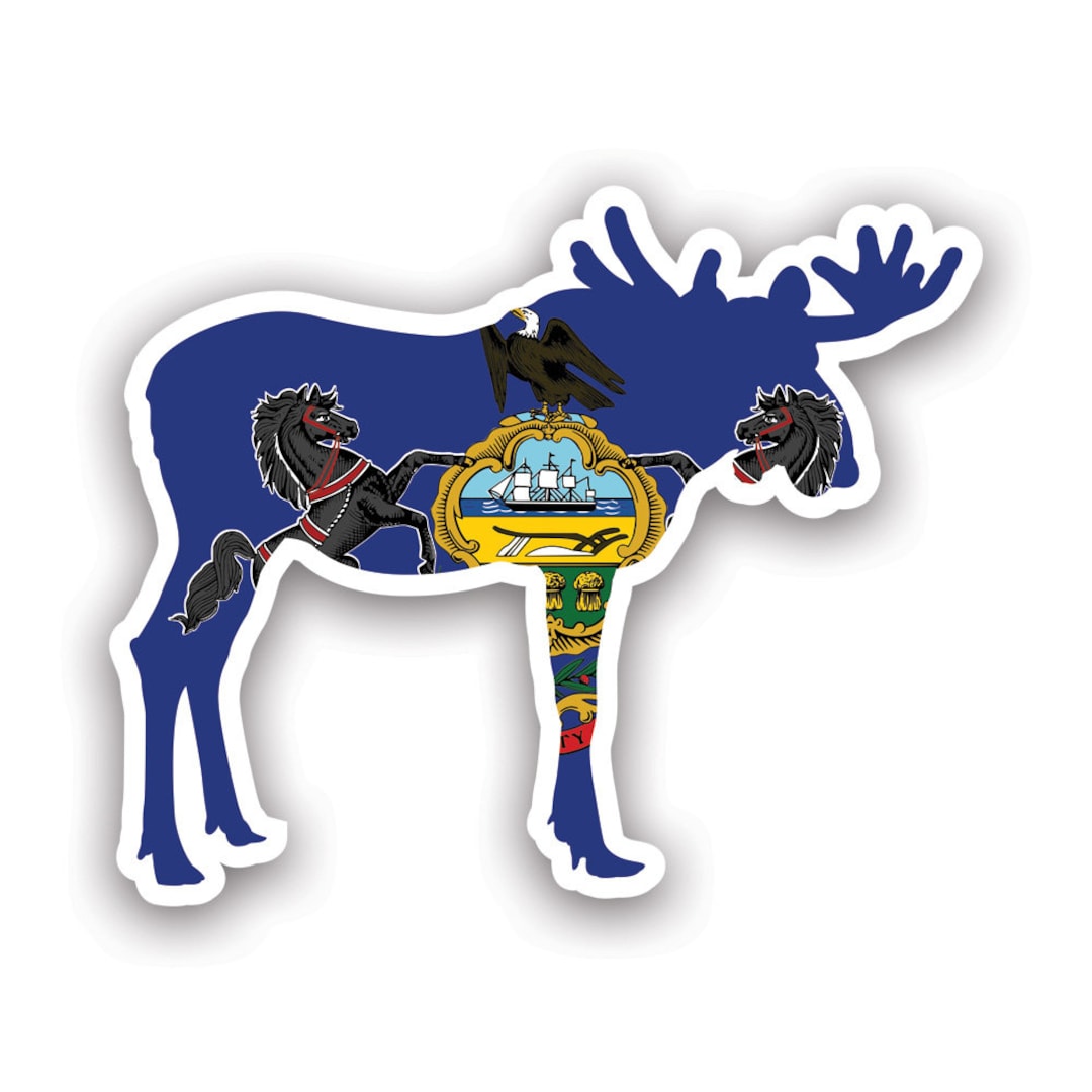 Pennsylvania Moose Shaped Flag Sticker Decal American Made UV Protected ...