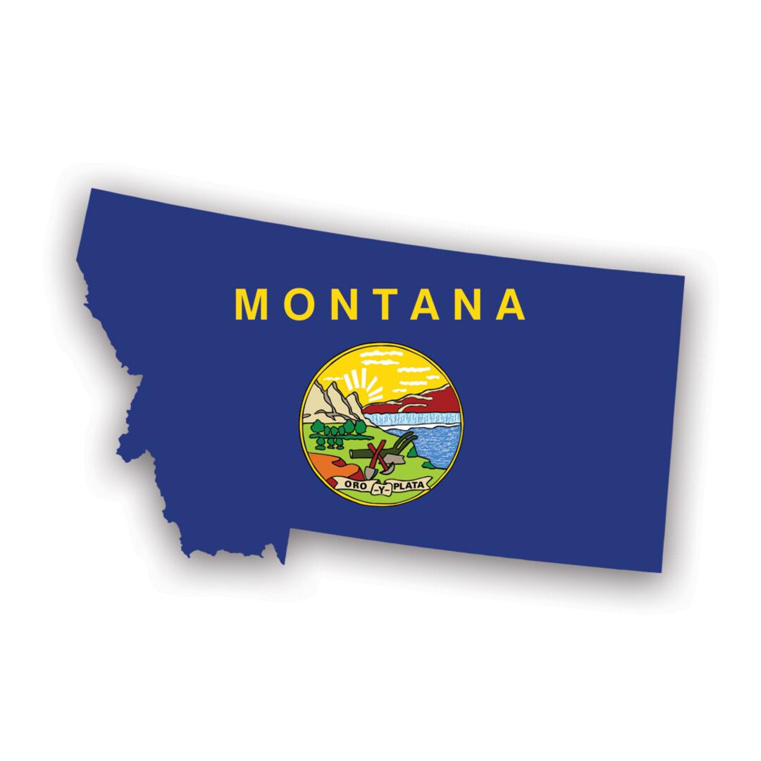 Montana State Shaped Flag Sticker - Decal - American Made - UV ...