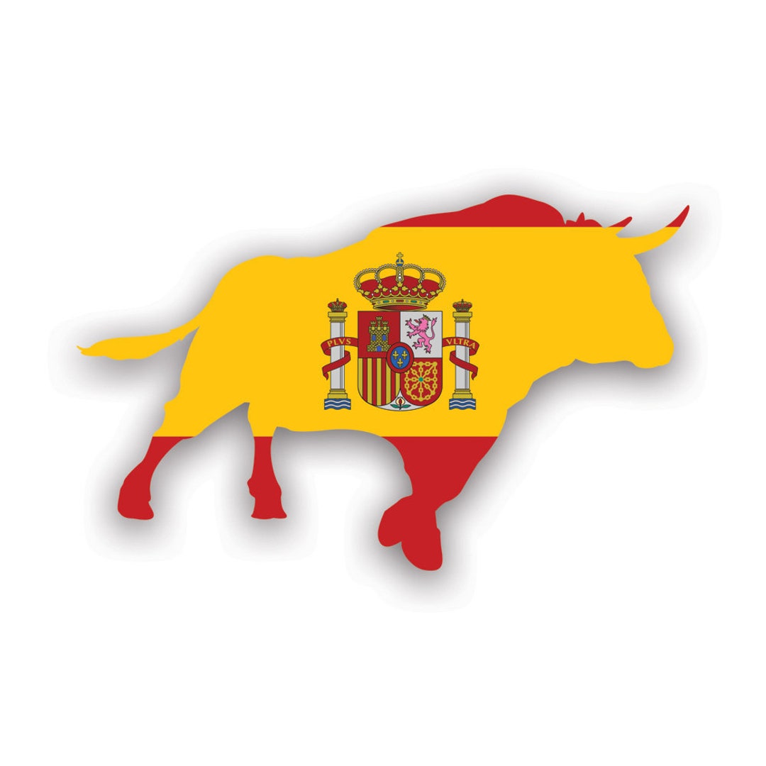 Bull Shaped Spanish Flag Sticker - Decal - American Made - UV Protected ...