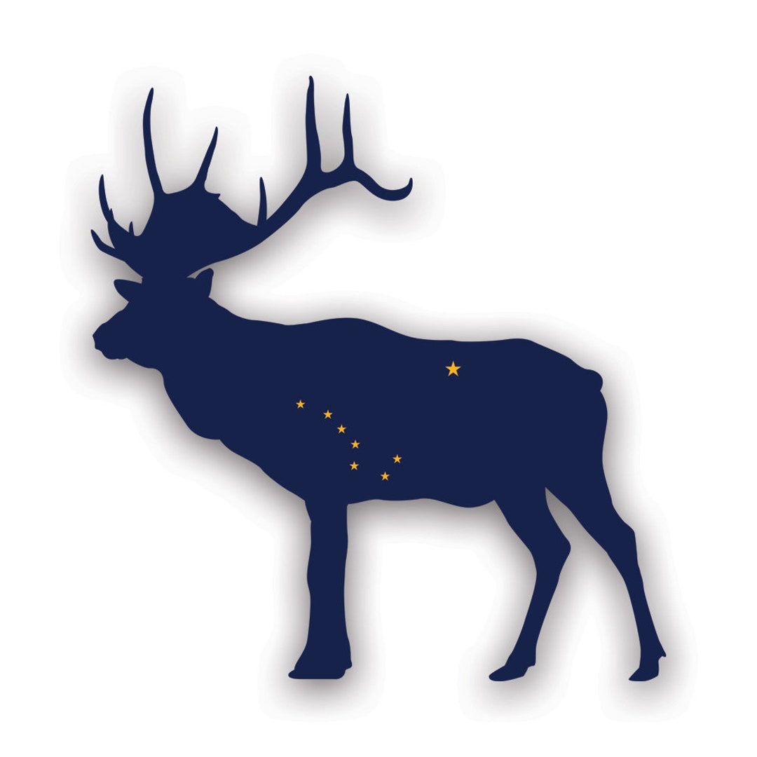 Alaska Deer Shaped Flag Sticker Decal American Made UV Protected Ak ...