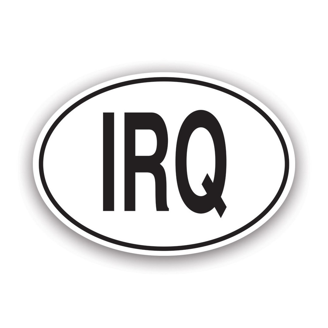 IRQ Iraq Country Code Oval Sticker Decal American Made UV Protected ...