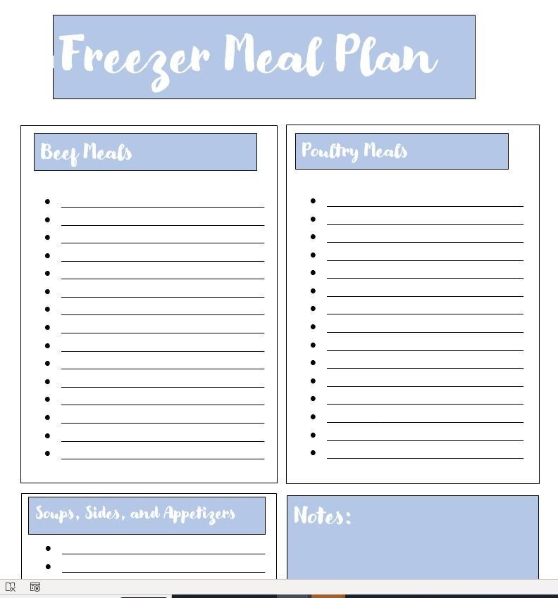 Freezer Meal Planner - Etsy