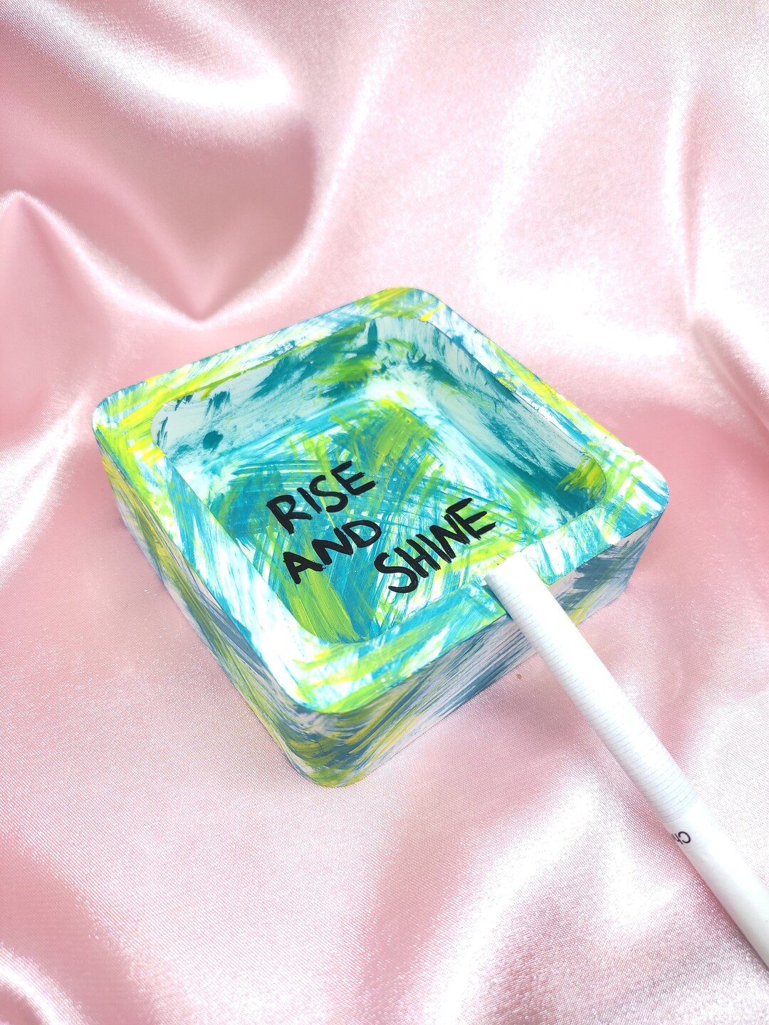 Handcrafted Colorful Customizable Ashtray, Hand-painted Decorative ...