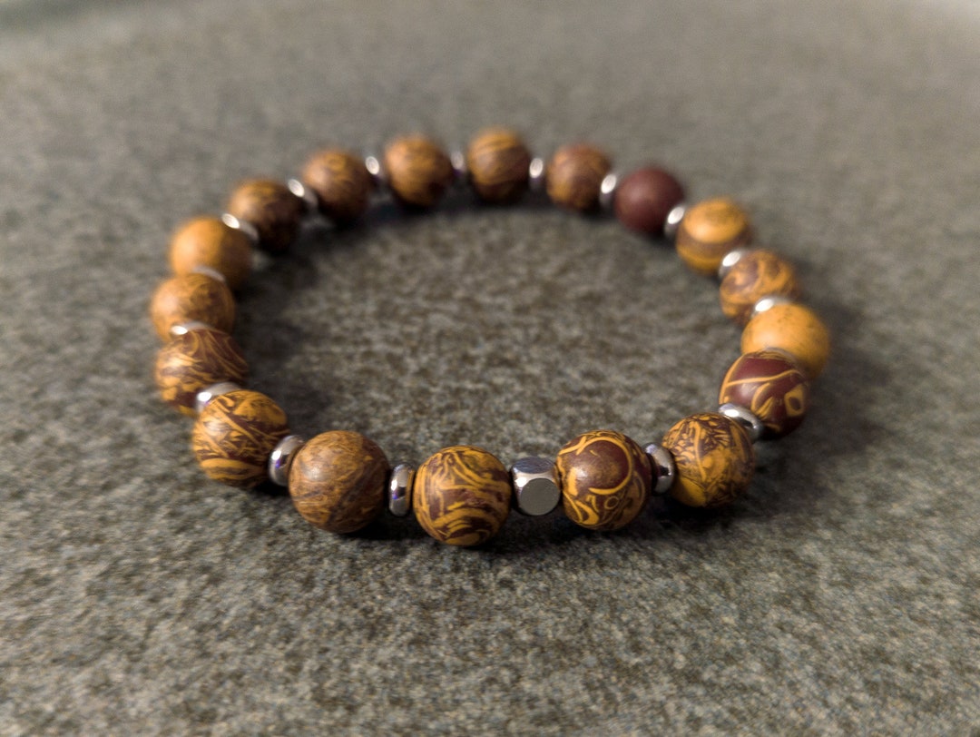 Calligraphy Jasper miriam Stone Matte 8mm Beads Men's - Etsy