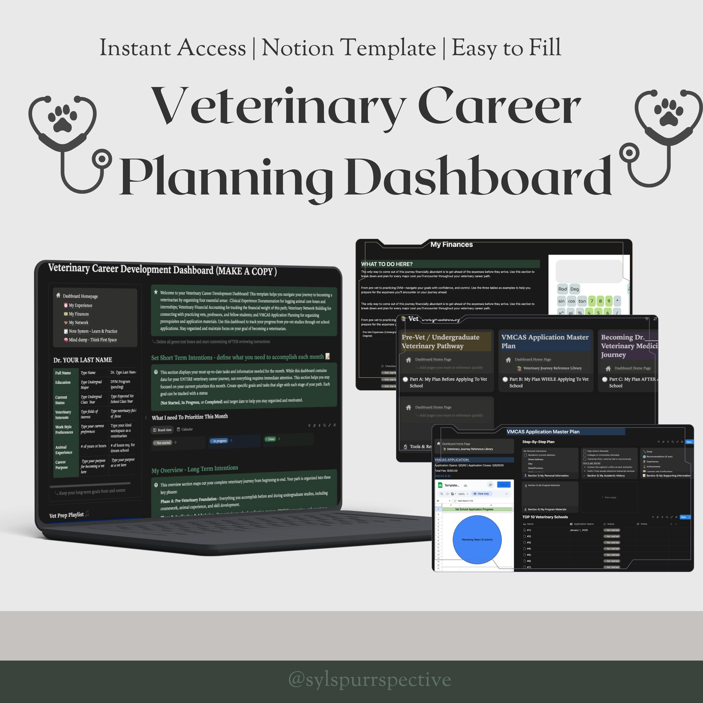 Veterinary Career Planning Dashboard — Notion Template for Pre-vets ...