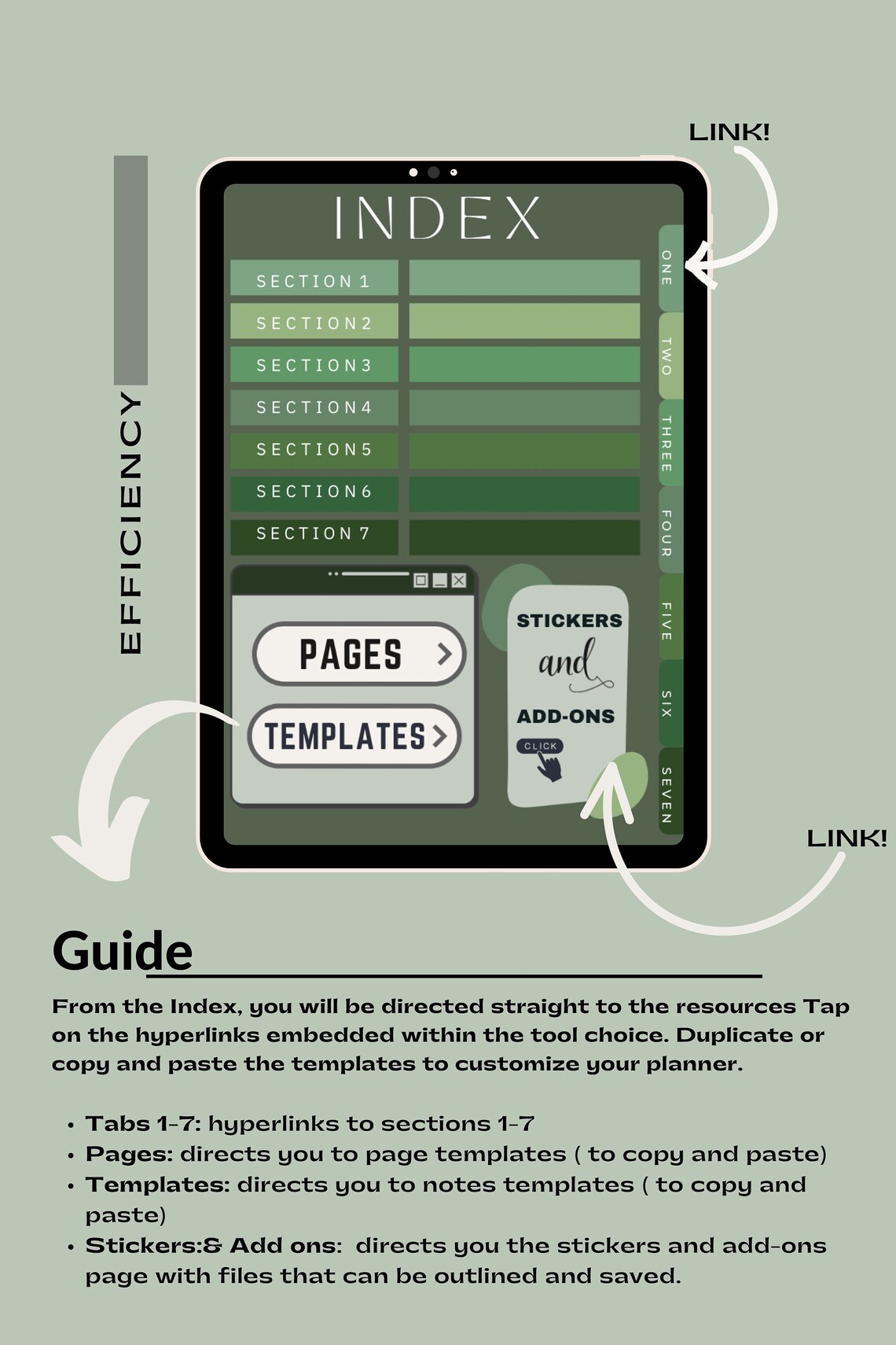 Digital Hyperlinked Planner for Goodnotes: Minimalist Olive Green ...
