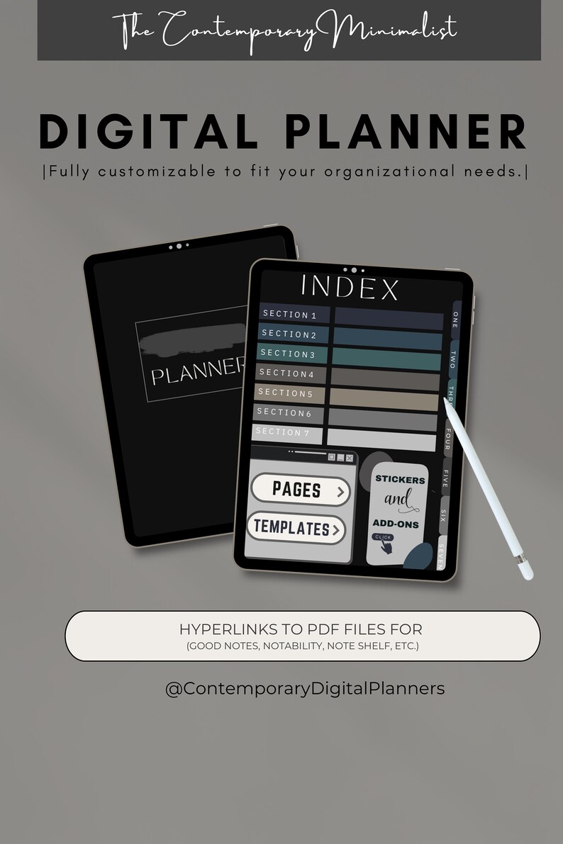 Hyperlinked Digital Planner for Goodnotes: Minimalist iPad Planner (PDF ...