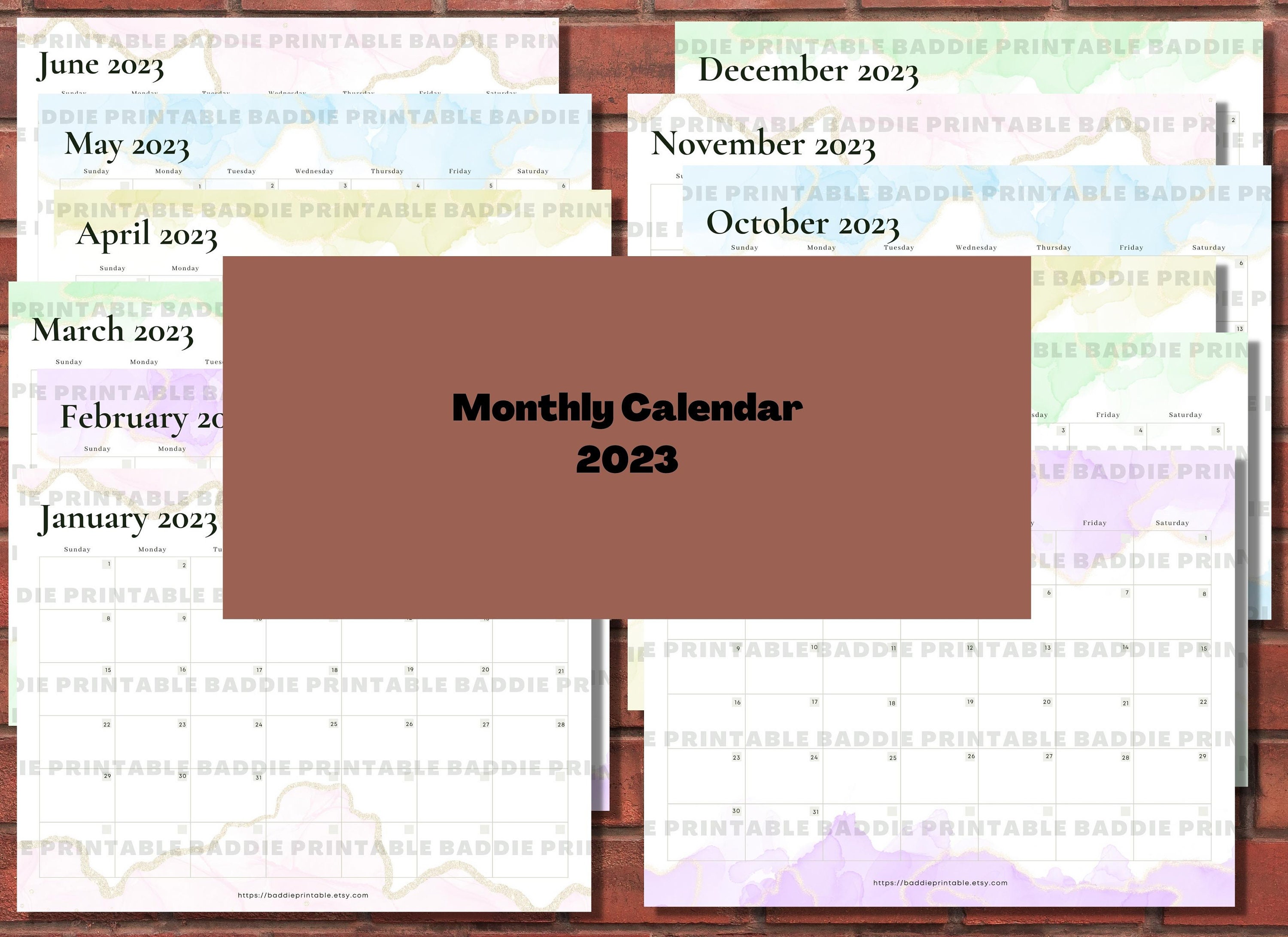 2023 Monthly Calendar Girly Calendar Planner PDF/JPG - Etsy