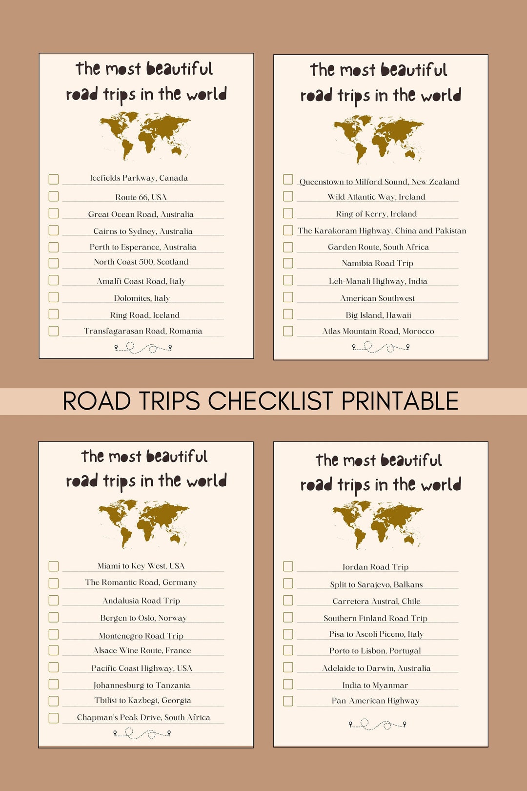 Road-trips Checklist Printable, Bucket List, Travel Planner, Roadtrips ...