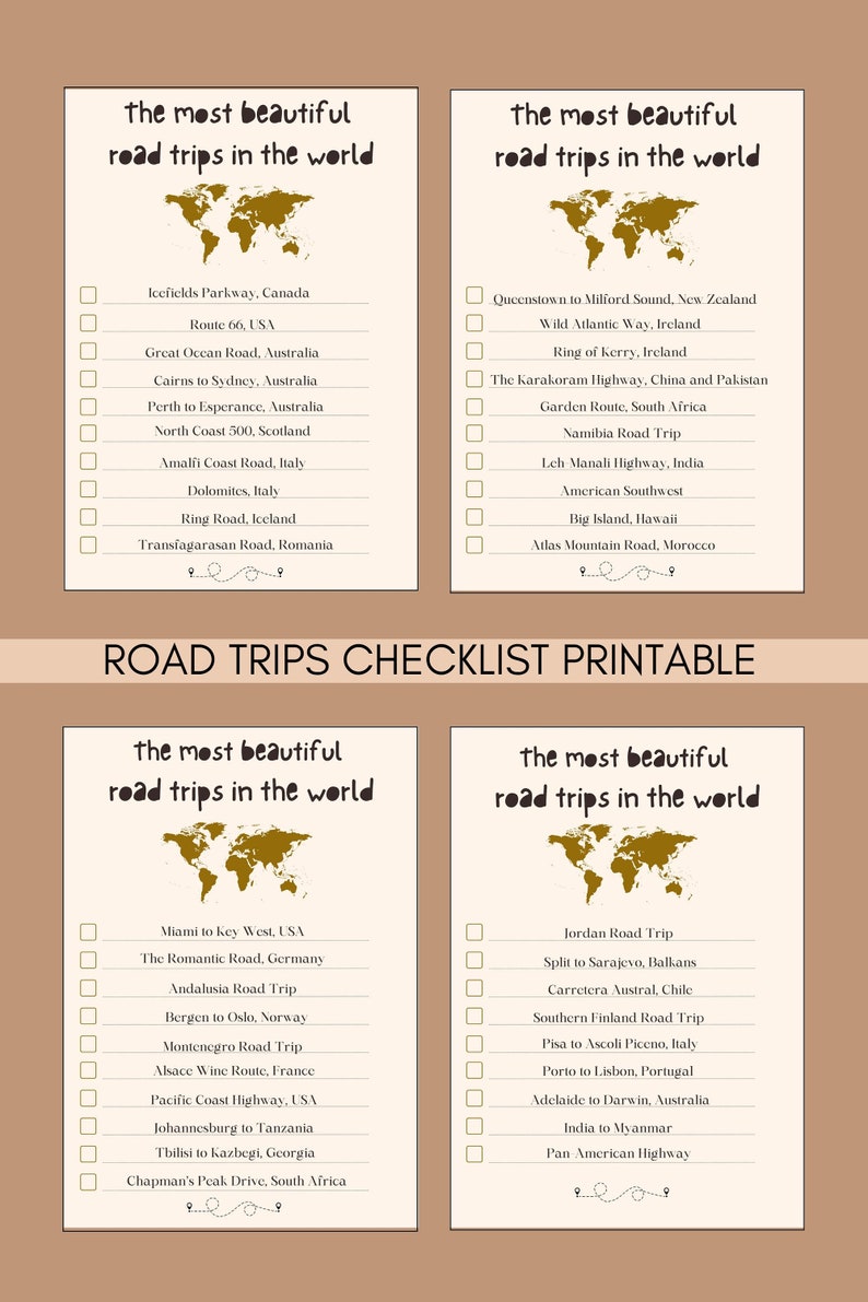 Road-trips Checklist Printable, Bucket List, Travel Planner, Roadtrips ...