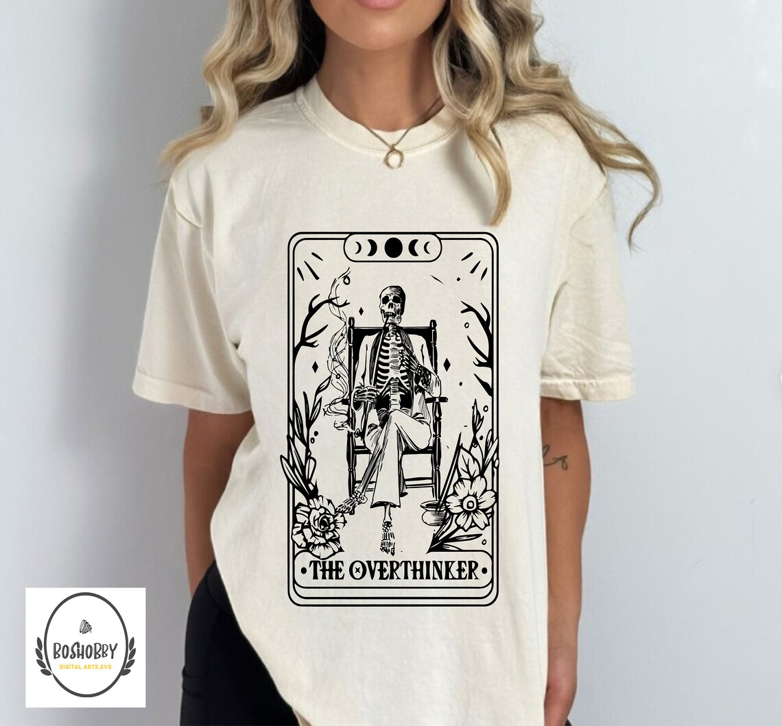The Overthinker Tarot SVG, Overthinker Svg, Skull Tarot Svg, Tarot Card ...