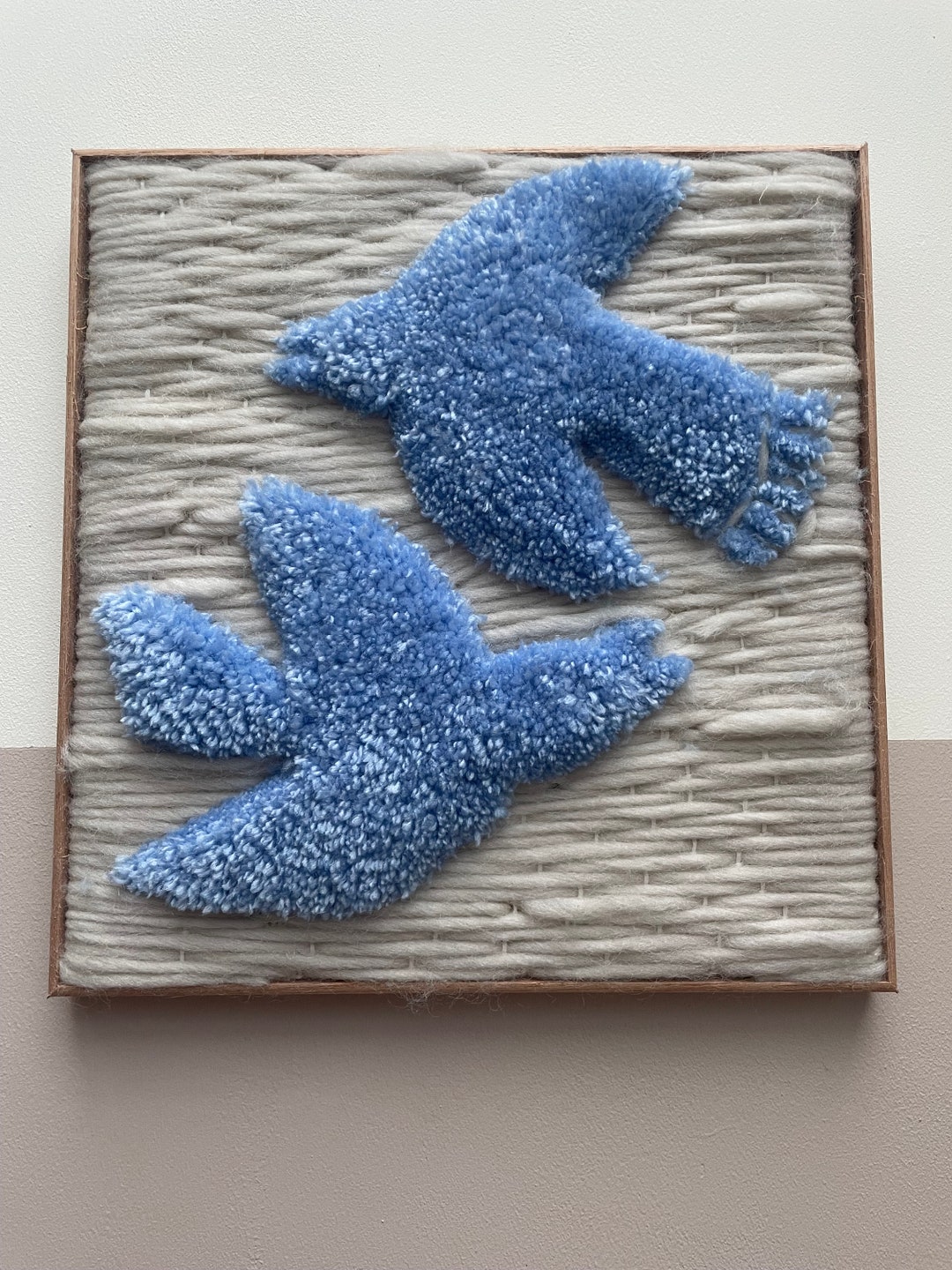Blue Bird Abstract Design Tufted Wall Art 25x26cm - Etsy