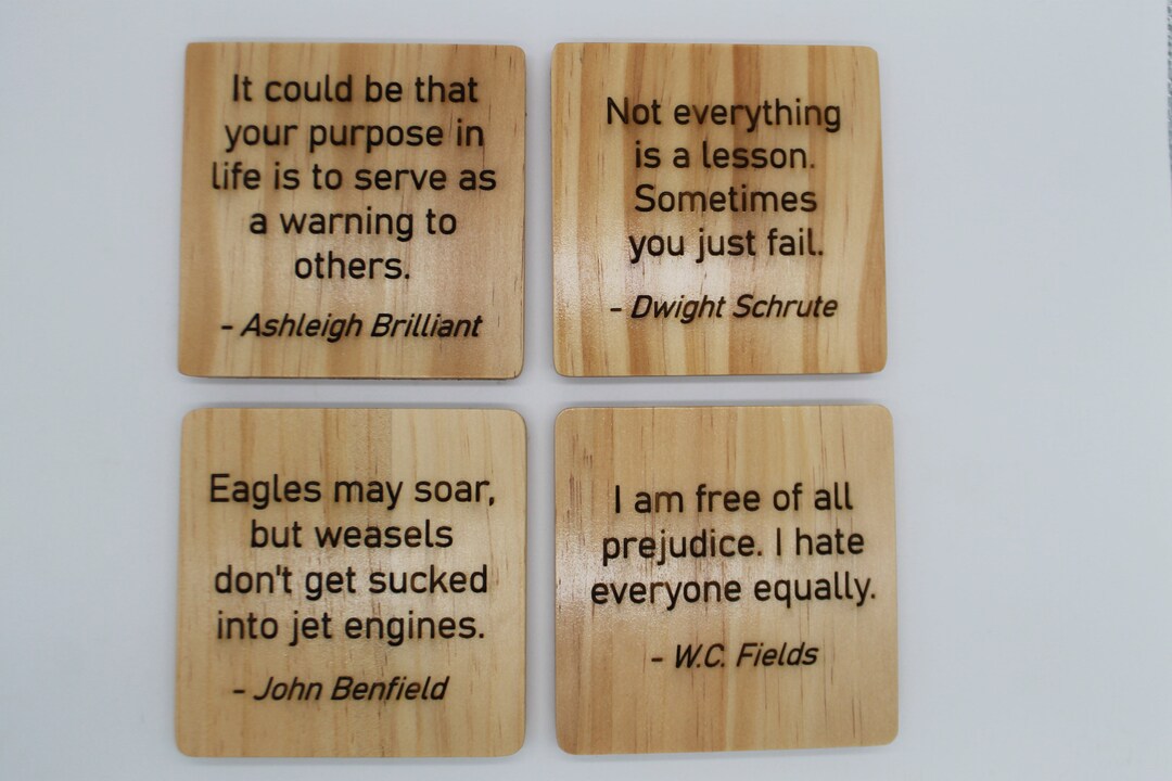 Demotivational Quotes Wood Coaster Set - Etsy