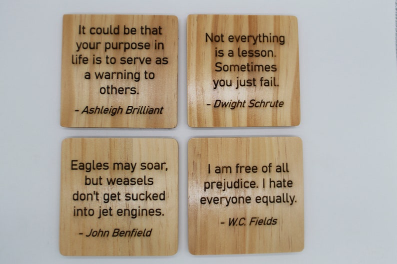 Demotivational Quotes Wood Coaster Set - Etsy