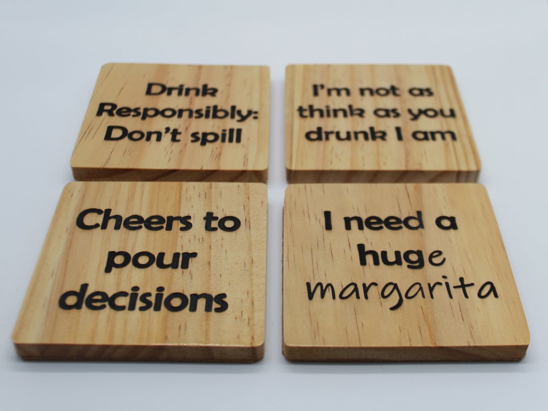 Funny Engraved Wood Coaster Set - Drinking Humor (set 1) - Etsy