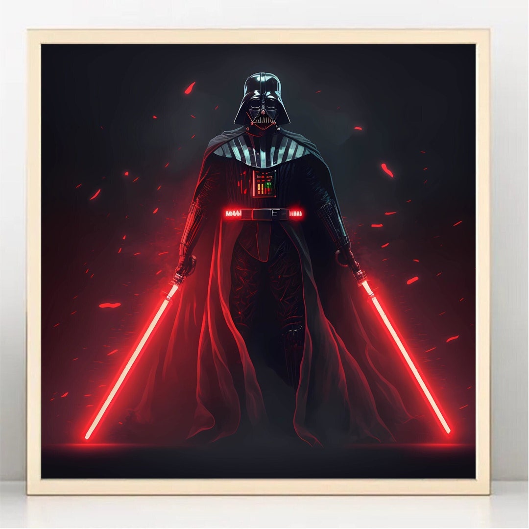Two Lightsaber Darth Vader | STAR WARS Wall Art | Digital Art Print for ...