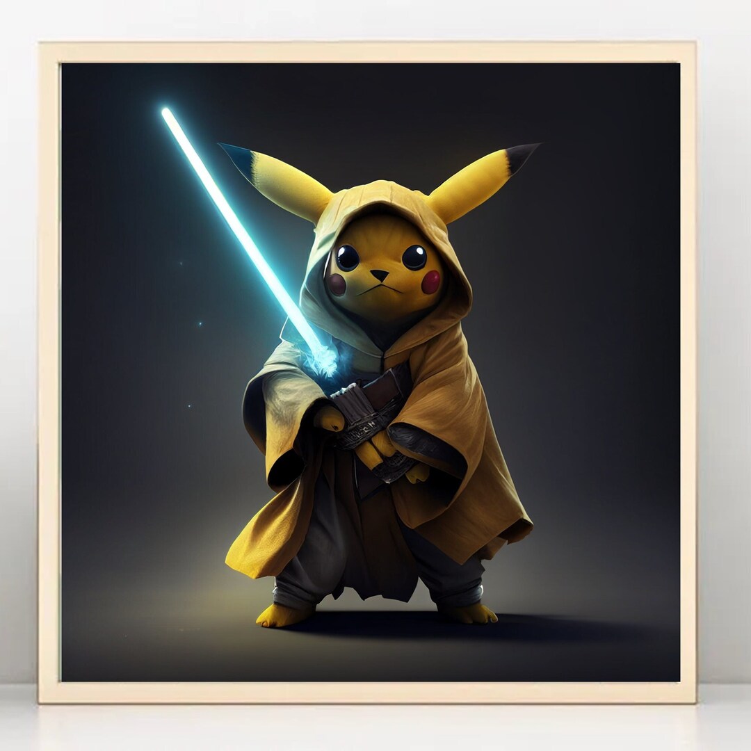Jedi Pikachu STAR WARS Wall Art Digital Art Print for - Etsy