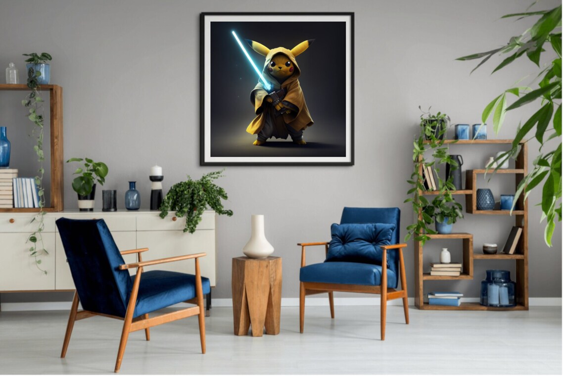 Jedi Pikachu STAR WARS Wall Art Digital Art Print for - Etsy