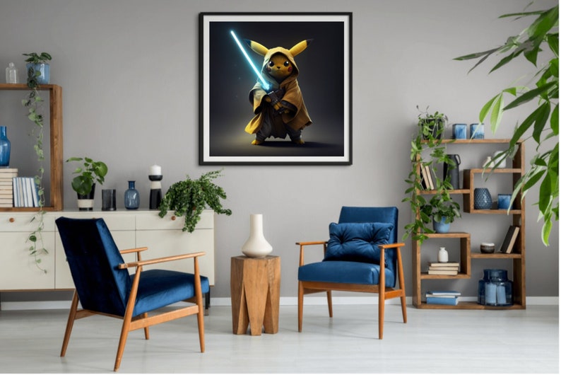 Jedi Pikachu | STAR WARS Wall Art | Digital Art Print for Posters, Wall ...