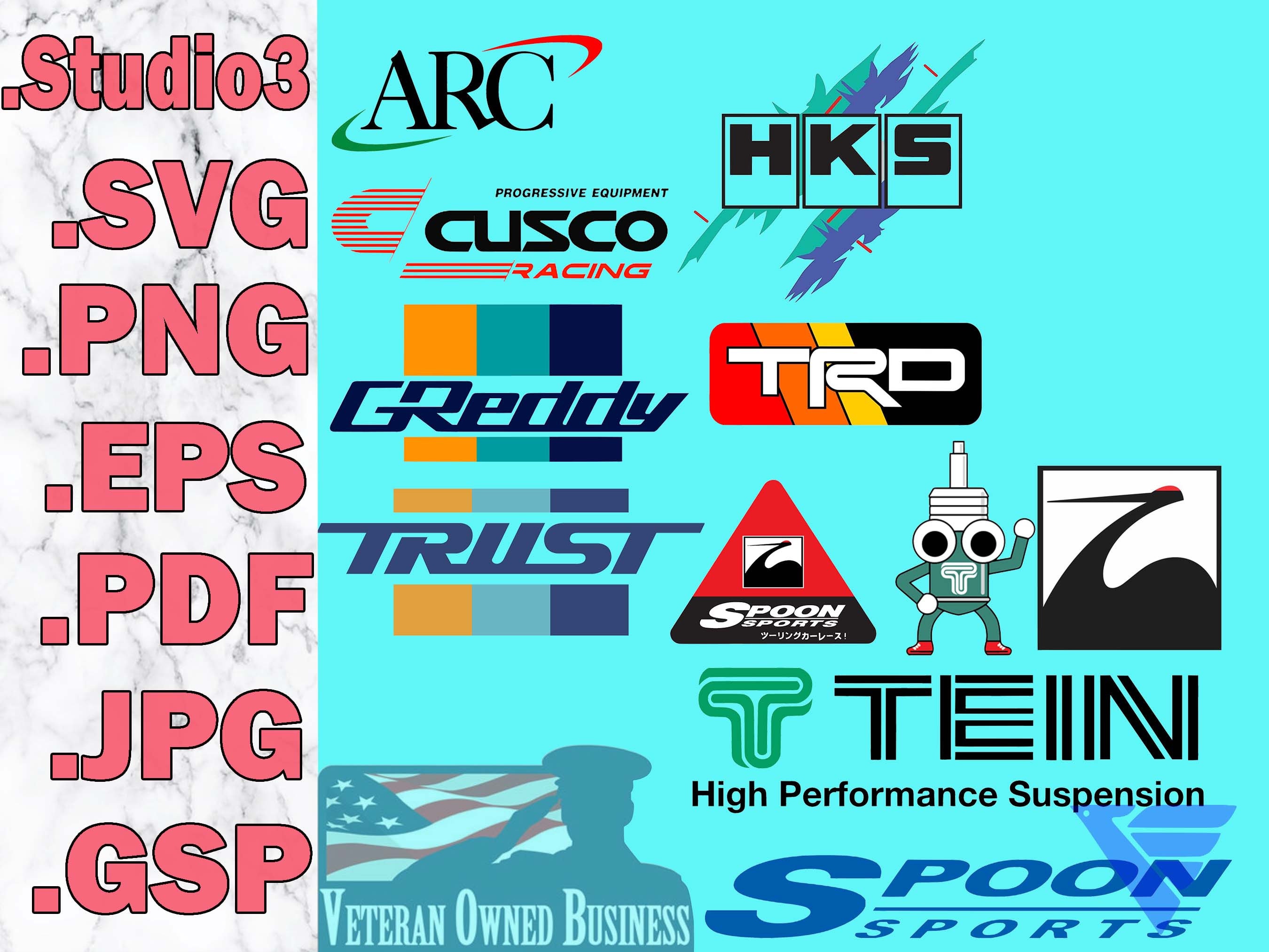 JDM Performance Car Logos Digital Files Eps Svg Jpg Studio3 Pdf Gsp Png ...