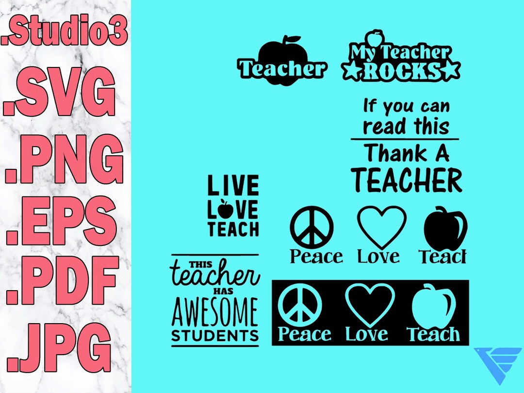 Teacher Digital File Silhouette Cut File Svg Png Eps Studio3 Pdf Jpg - Etsy