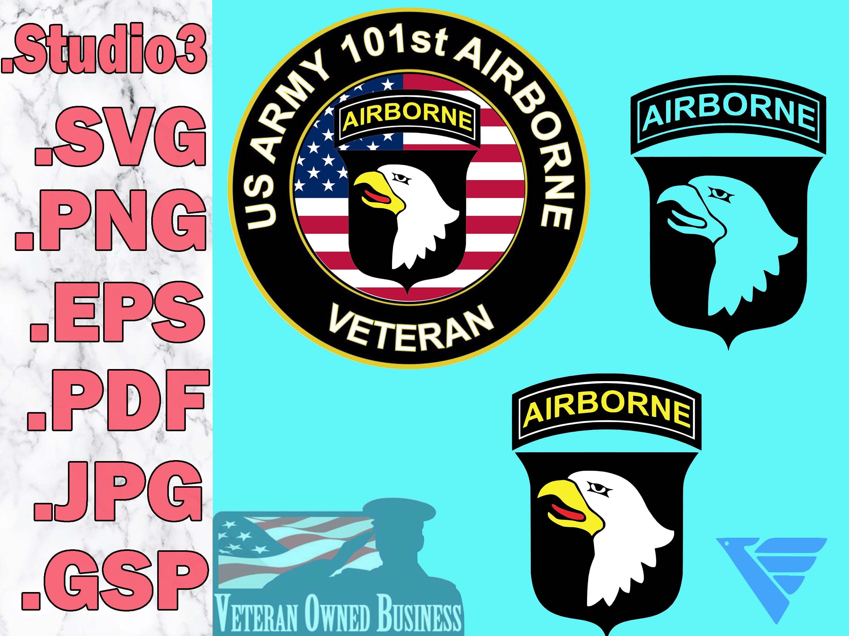 Army Airborne 101st Unit Patch Veteran Eps Svg Jpg Pdf Gsp Studio3 Png ...