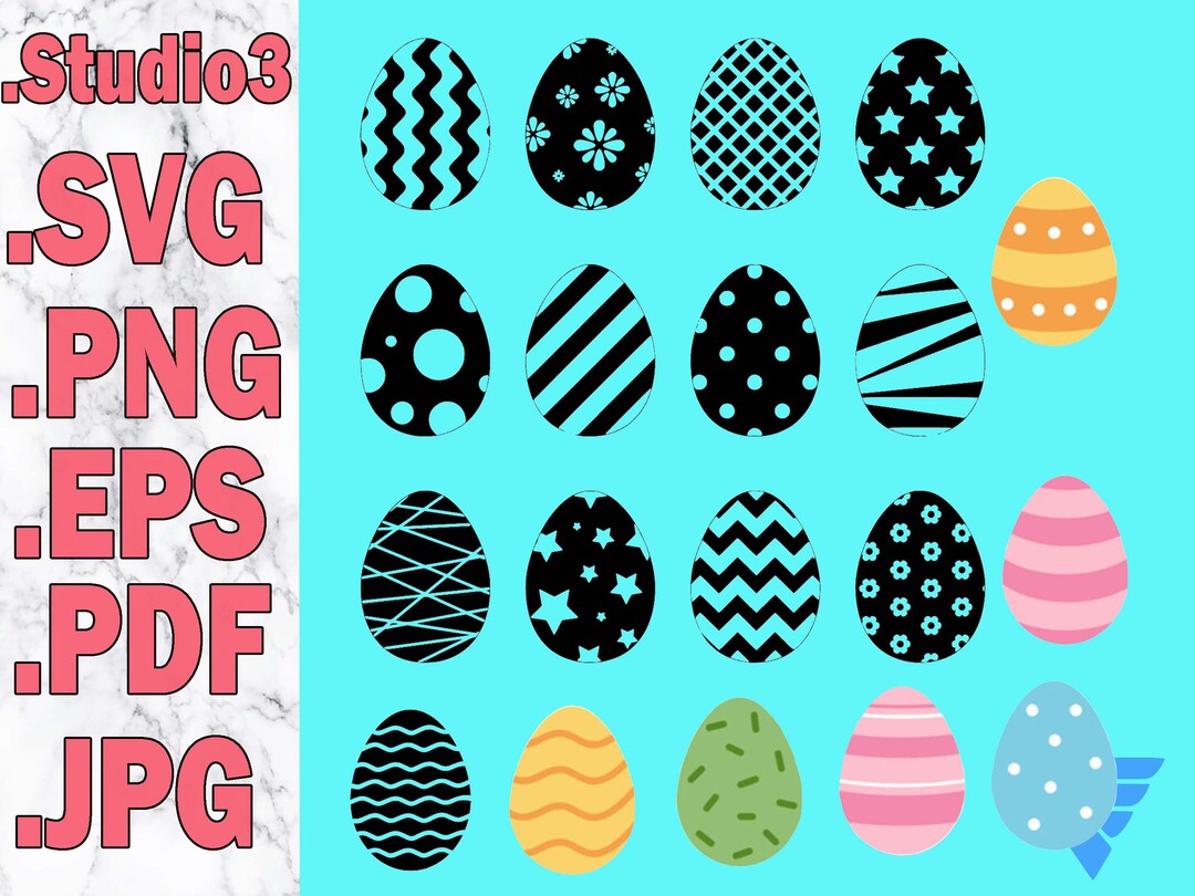 Easter Eggs Bundle Digital File Svg Eps Png Pdf Jpg Studio3 Cameo ...