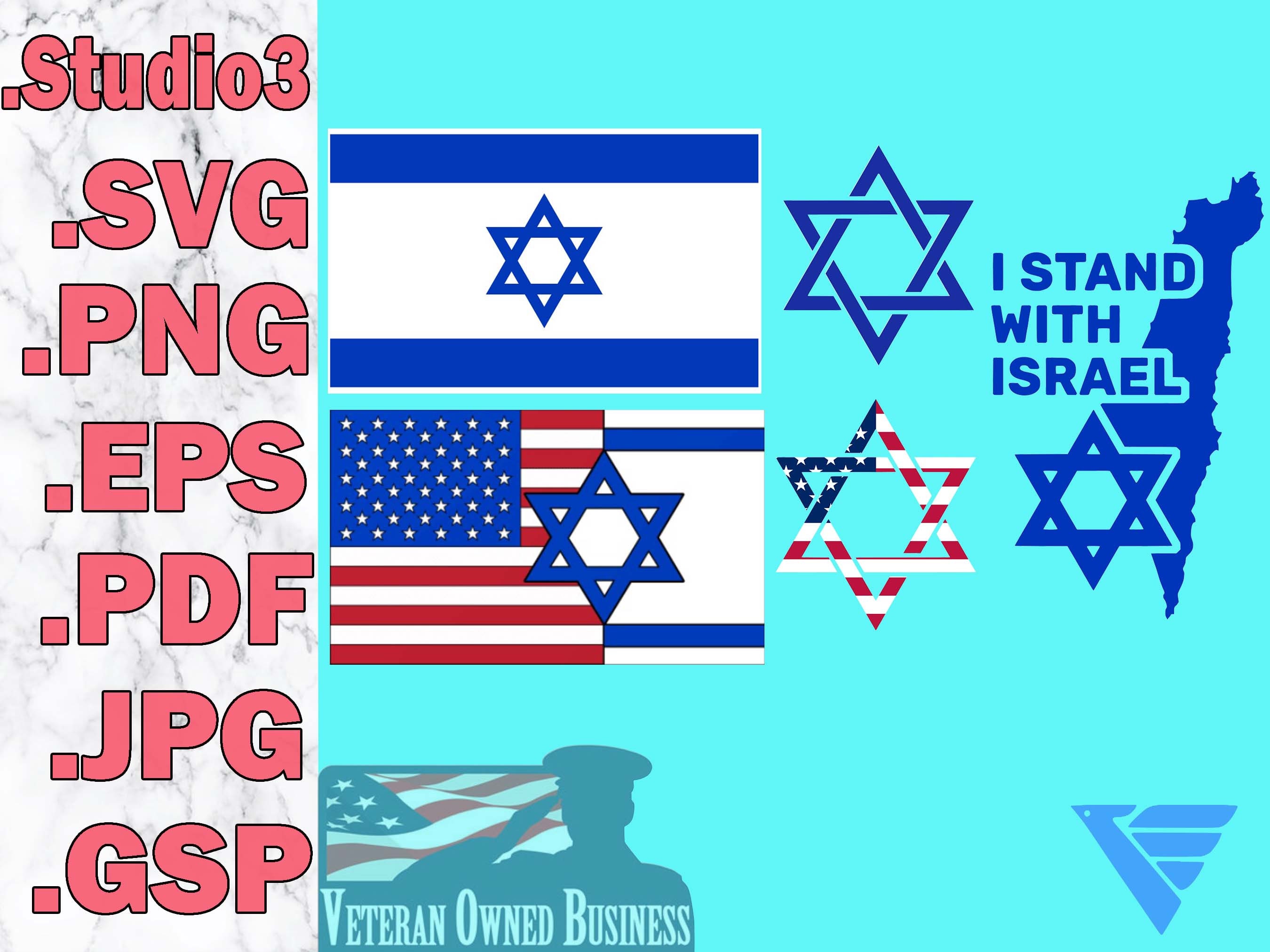 Stand With Israel Flag Star Digital Files Studio3 Svg Png Eps Pdf Jpg ...