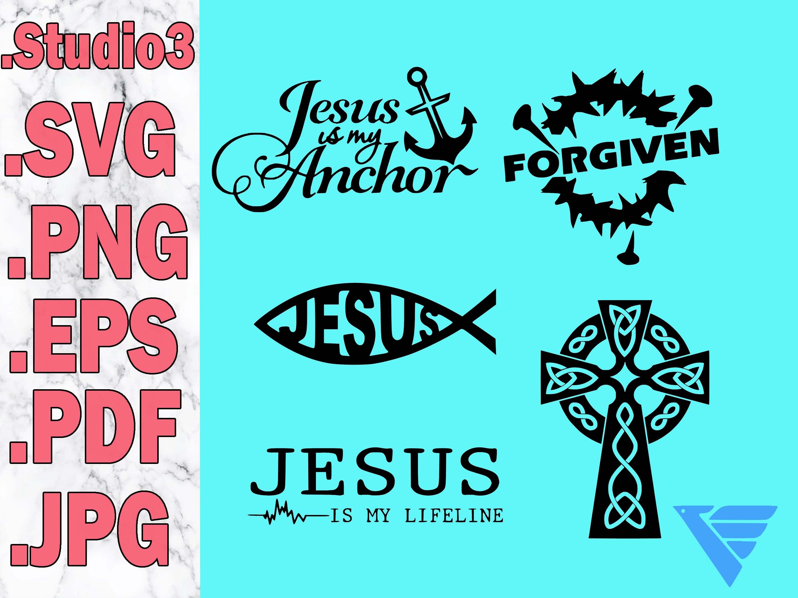 Jesus Religious Digital File Svg Eps Png Pdf Jpg Studio3 Silhouette Cut ...