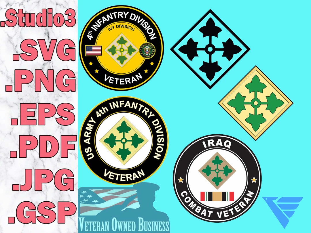 US Army 4th Infantry Division Digital Files Studio3 Svg Png Eps Pdf Jpg ...