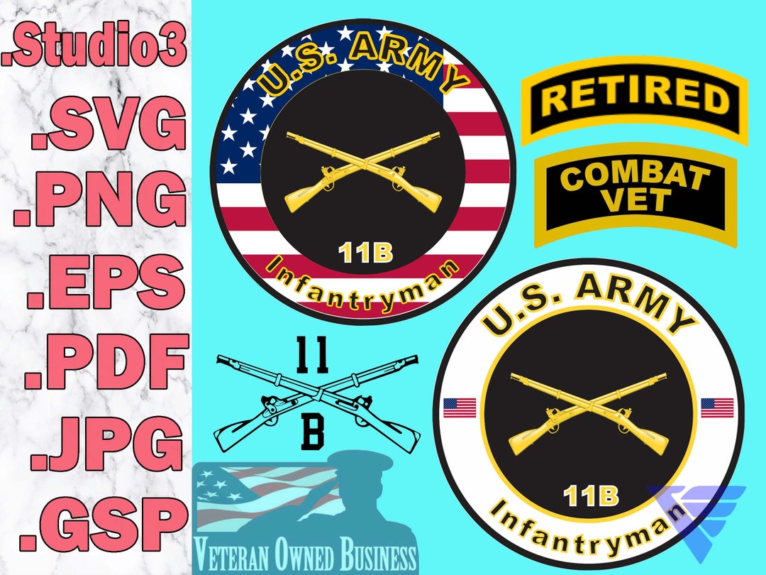 US Army 11B Infantry Digital Files Studio3 Svg Png Eps Pdf Jpg Gsp ...