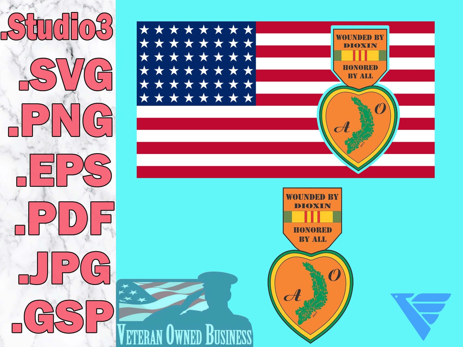 Orange Heart Medal Army Military Digital Files Eps Png Pdf Jpg Svg ...