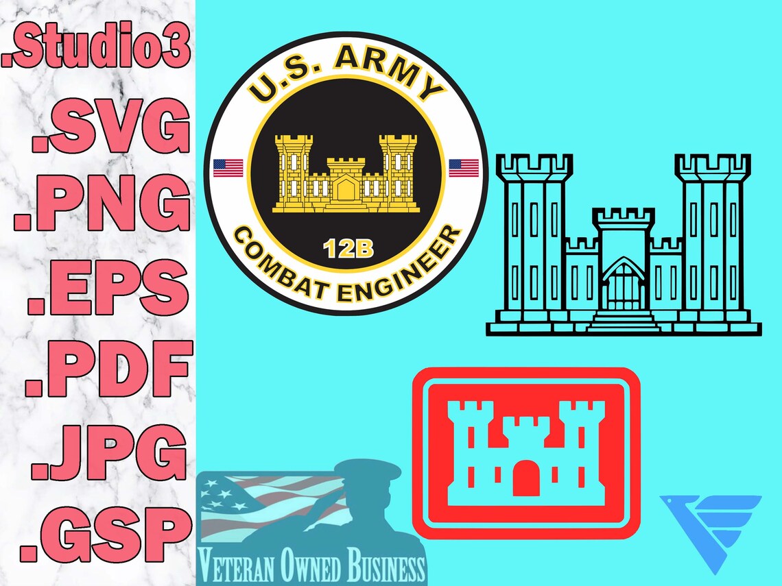 US Army Combat Engineer Digital Files Svg Png Eps Pdf Studio3 Gsp ...