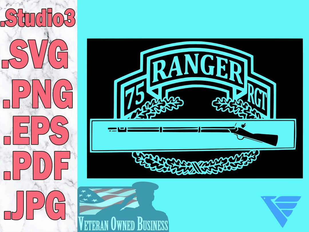75th Ranger CIB Combat Ribbon Award Badge US Army Png Eps Jpg Pdf Svg ...