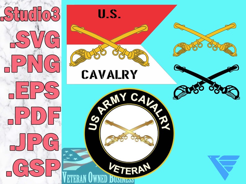 US ARMY CAVALRY 3 Digital Files Svg Eps Jpg Png Pdf Studio3 Gsp ...