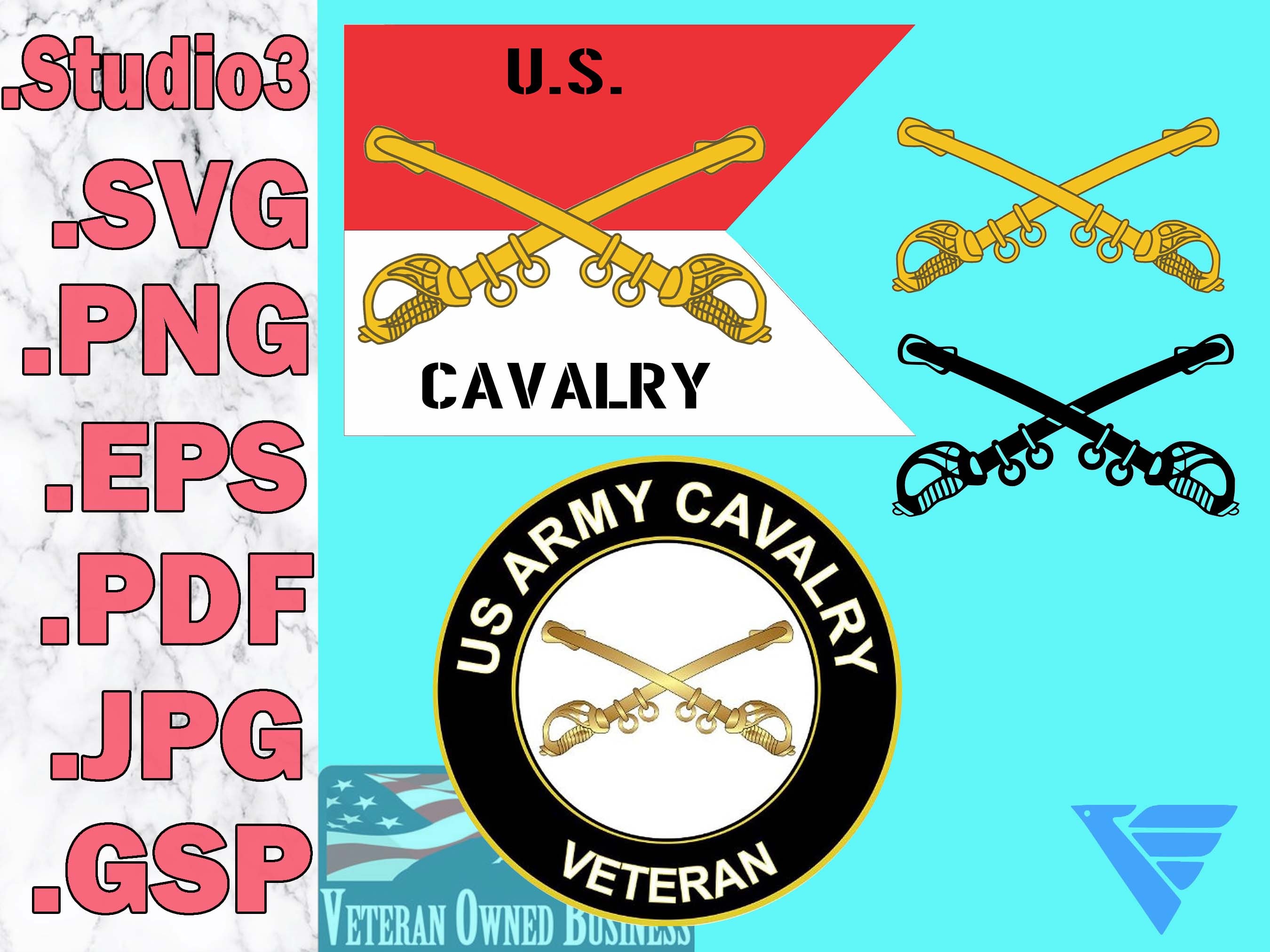 US ARMY CAVALRY 3 Digital Files Svg Eps Jpg Png Pdf Studio3 Gsp ...