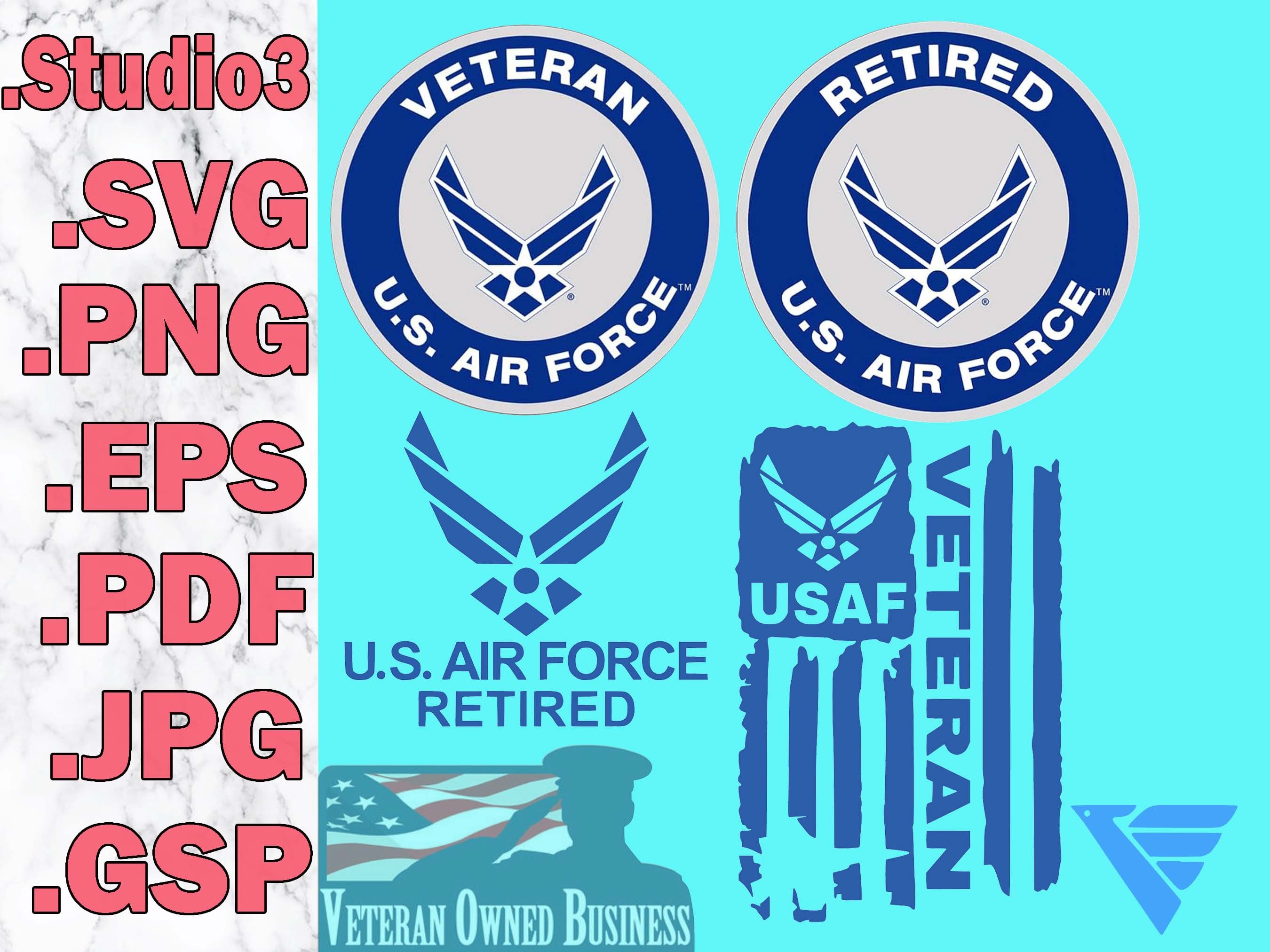 Air Force Retired Veteran Flag Digital Files Studio3 Svg Png Eps Pdf ...