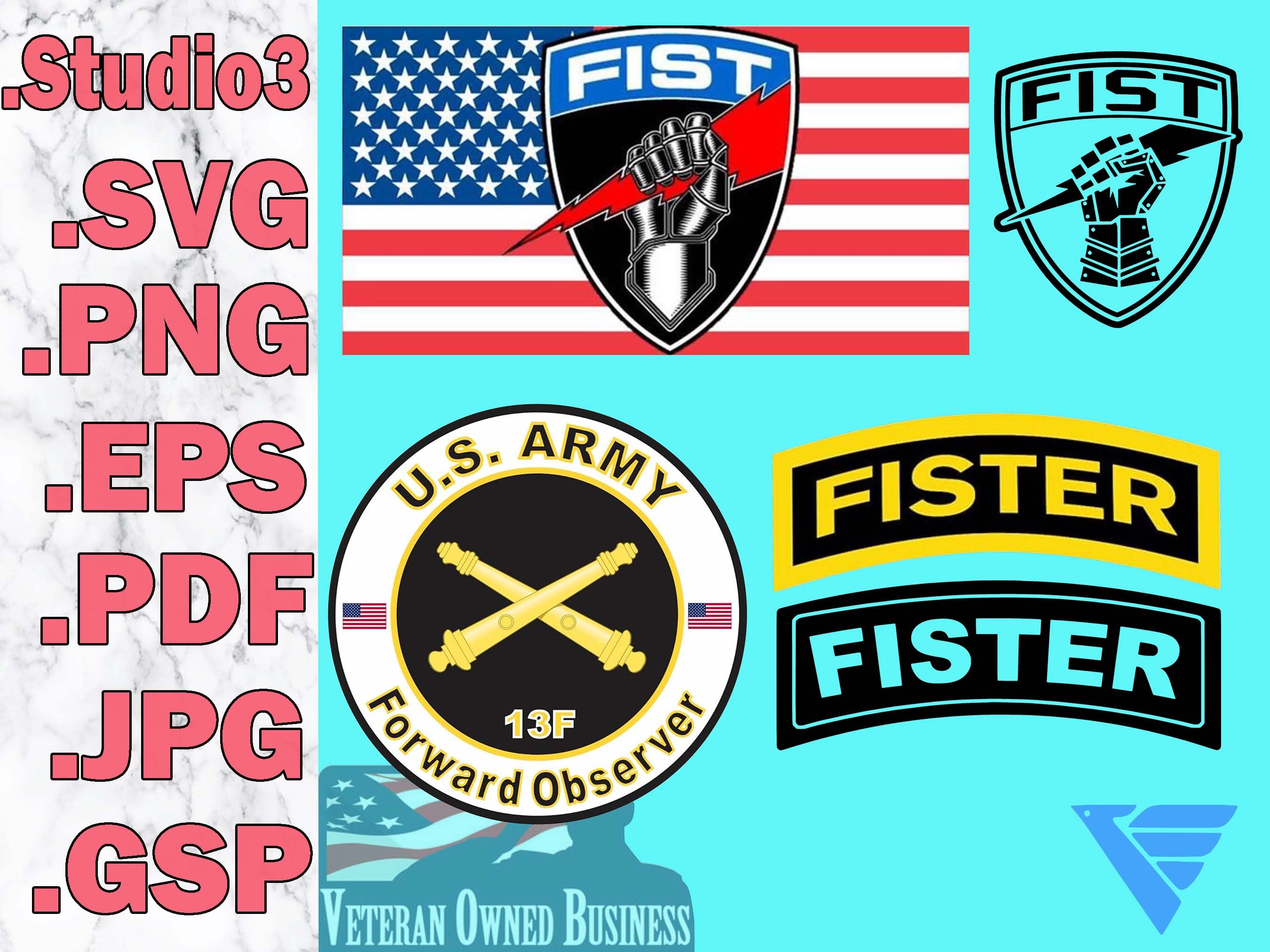 Army Fister Fist Forward Observer Digital Files Atudio3 Svg Png Eps Pdf ...