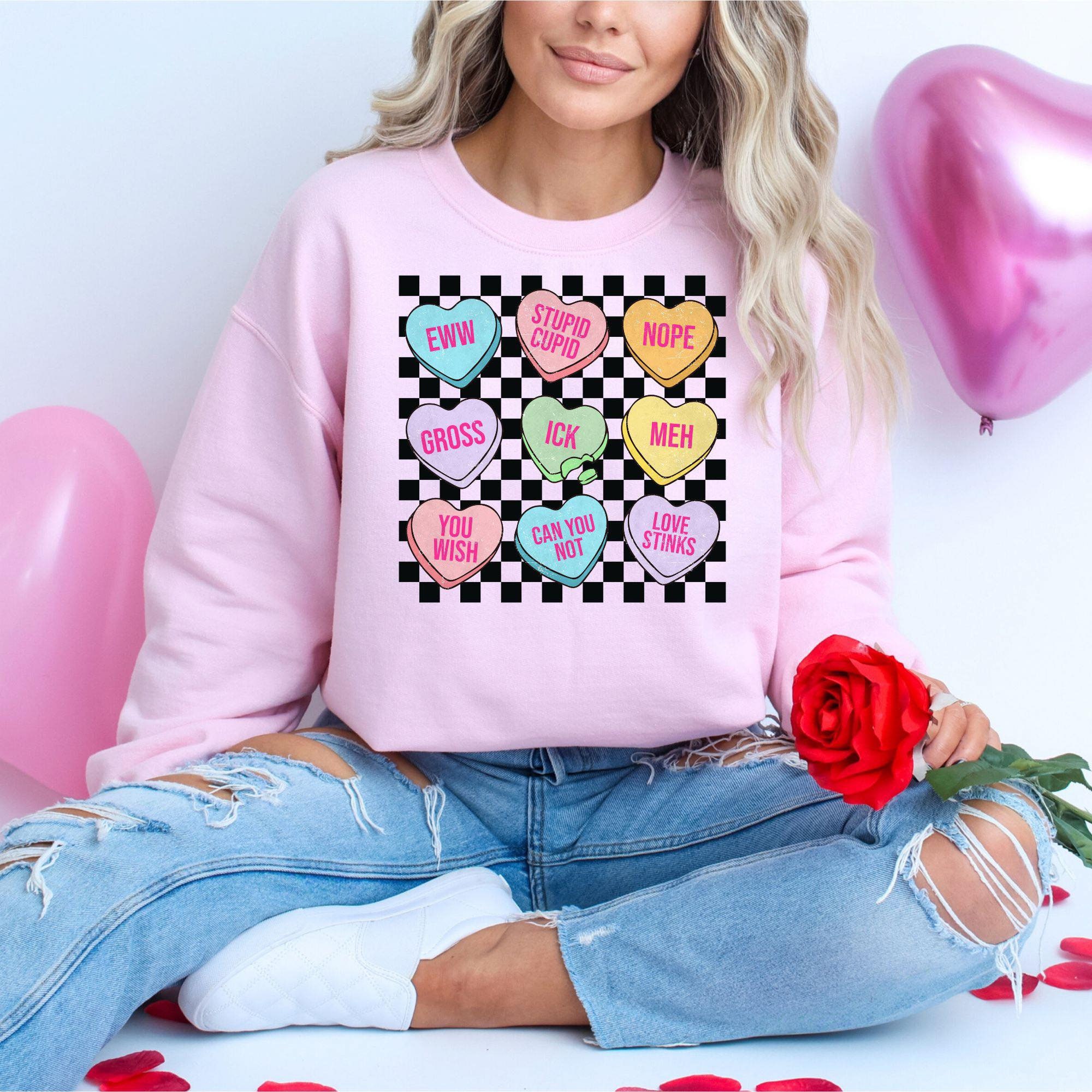 Retro Conversation Hearts Anti Valentines Day Crewneck Love Day