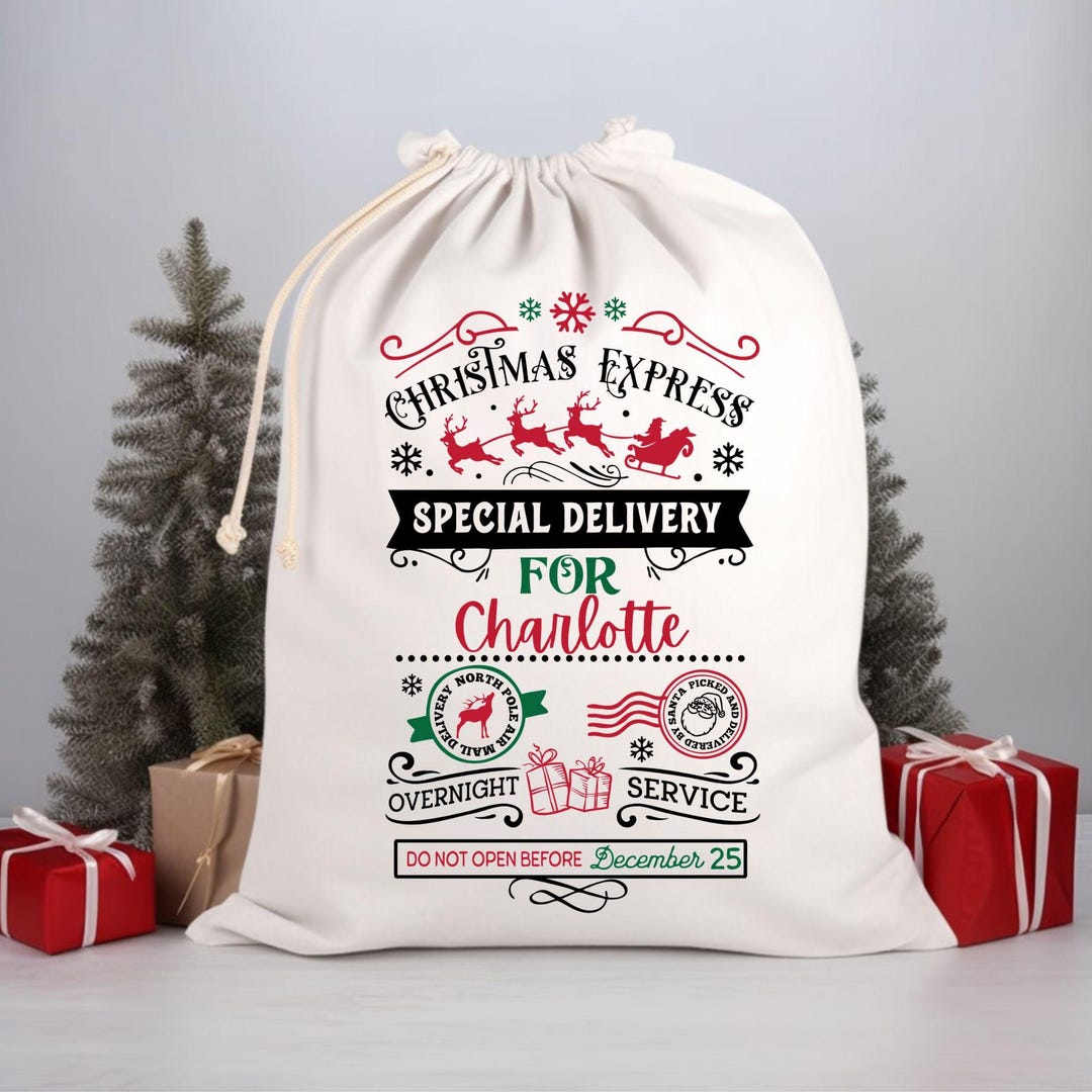 Christmas Express, Santa Claus Christmas Santa Sack or Tote Bag, Santa ...