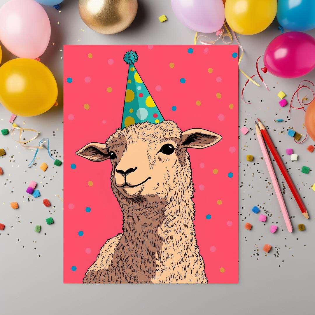 Sheep Celebration Greeting Card – Adorable Folded Card – Ships From USA ...